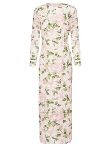 Oscar De La Renta Floral Guipure Lace Maxi Dress - Nude
