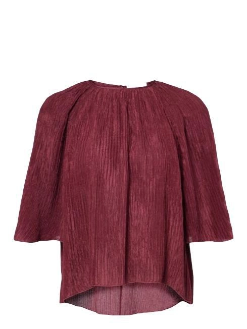 Gabriela Hearst Nula Crinkled Silk Top - Red