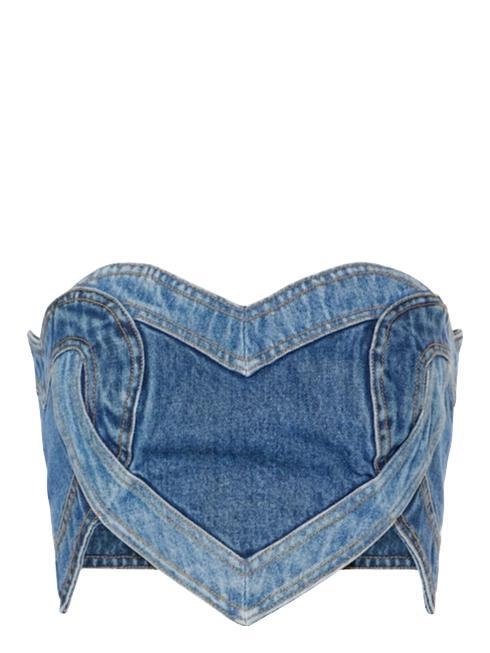 AREA Strapless Denim Heart Bustier - Blue