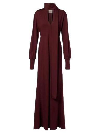 Plan C V-neck Scarf Detail Cotton Maxi Dress - Brown