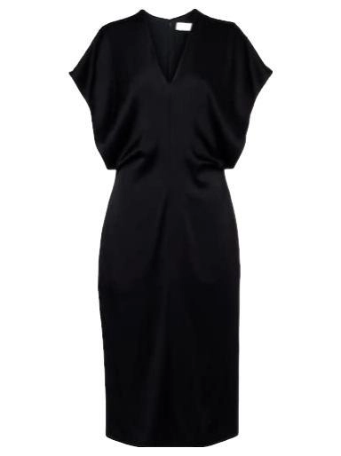 Stella McCartney Satin Midi Dress With V-neckline - Black
