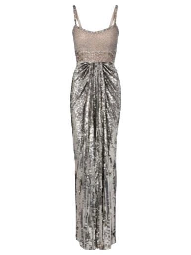 Jenny Packham Beaded Sequined Tulle Gown - Gray