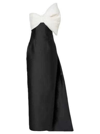 Monique Lhuillier Bow Detail Asymmetric Draped Gown - Black
