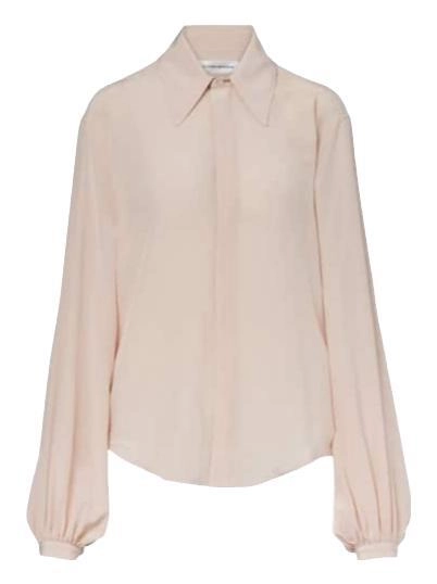 Victoria Beckham Silk Shirt With Voluminous Sleeves - Nude