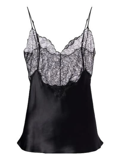 NILI LOTAN Lace Trim V-neck Camisole - Black