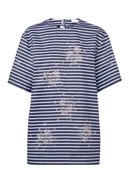 Rabanne Embellished Striped Cotton Jersey T-shirt - Multicolor