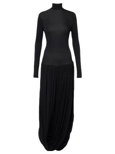 Magda Butrym Long Sleeve High Neck Maxi Dress - Black