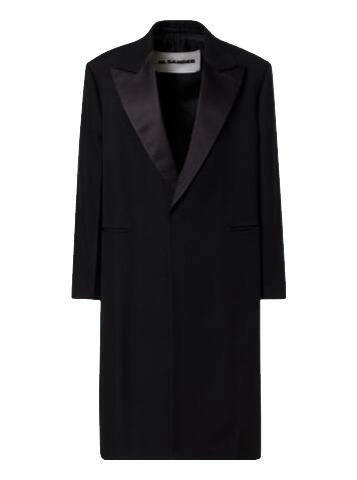 JIL SANDER Silk-trimmed Wool Coat - Black