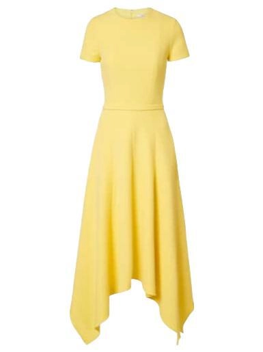 SAFIYAA LONDON Okimi Asymmetric Crêpe Midi Dress - Yellow