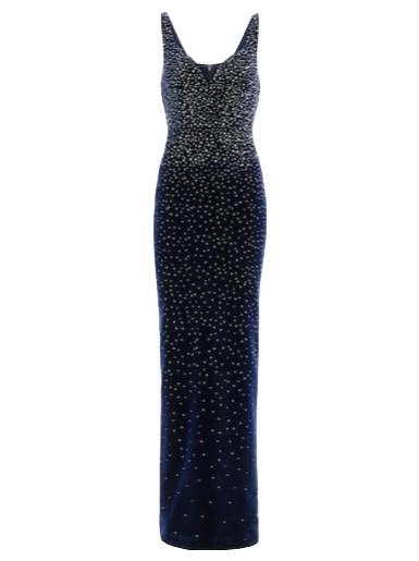Alex Perry Singlet Velvet Gown With Crystal Embellishments - Black