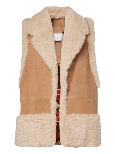 Johanna Ortiz Faux Shearling-trimmed Suede Vest - Nude
