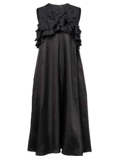 Comme Des Garçons Ruffled Wool Midi Dress - Black