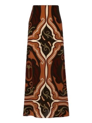 Johanna Ortiz Printed Silk Maxi Skirt - Brown