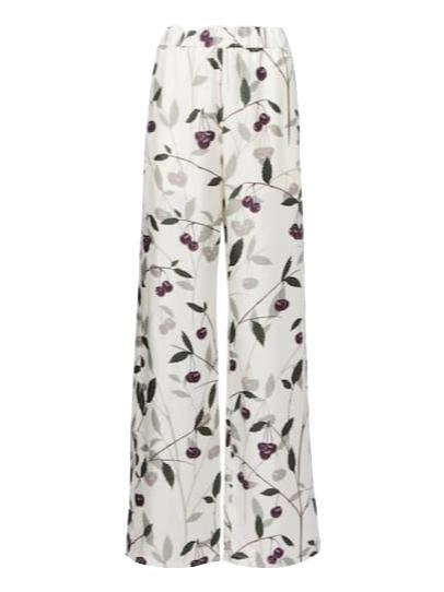 Stella McCartney Printed Silk Twill Wide-leg Pants - White