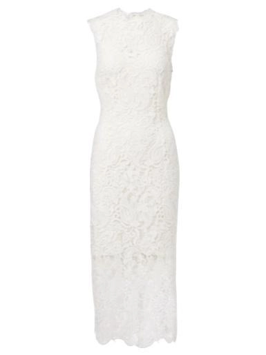 Monique Lhuillier Lace Midi Dress - White