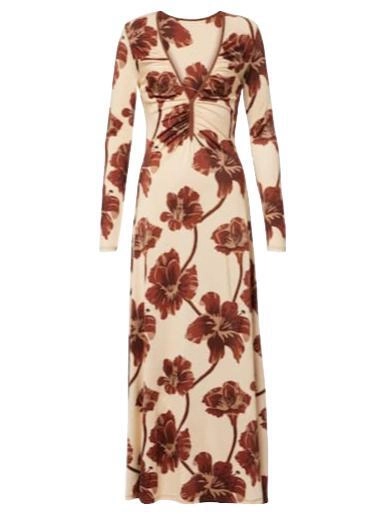 Johanna Ortiz Floral Jersey Midi Dress - Nude