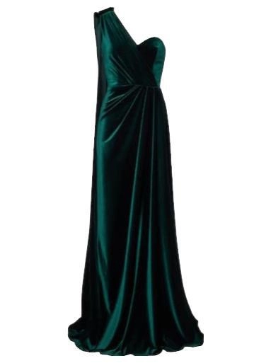 Monique Lhuillier One-shoulder Velvet Gown - Black