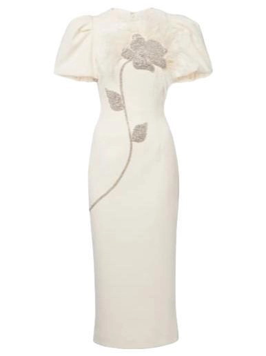 Rebecca Vallance Embellished Floral Crêpe Cocktail Dress - White
