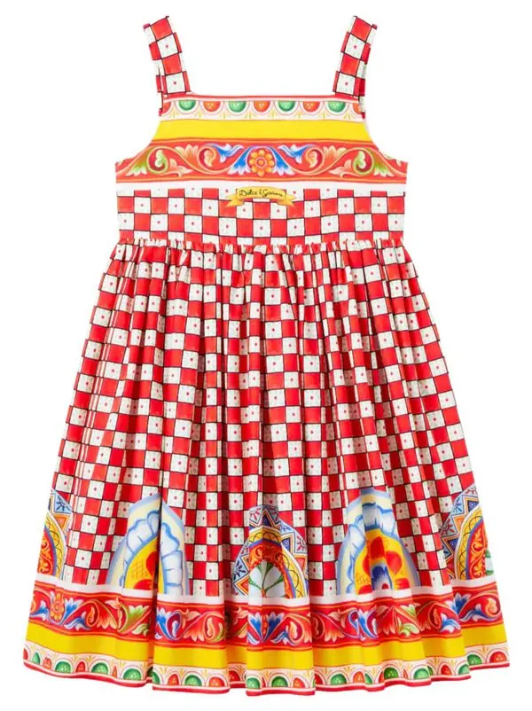 Dolce & Gabbana Taormina Checked Cotton Dress - Red