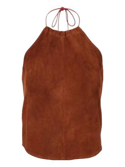 Stouls Halterneck Suede Top - Red