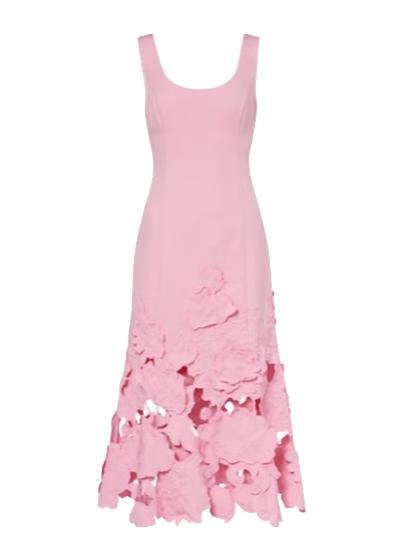 LEO Lin Emily Floral-appliqué Midi Dress - Pink