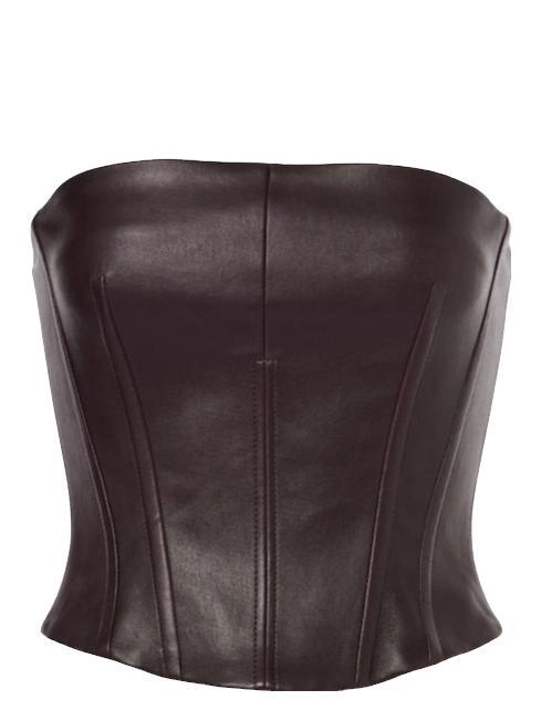 Stouls Rosalia Strapless Leather Corset Top - Black