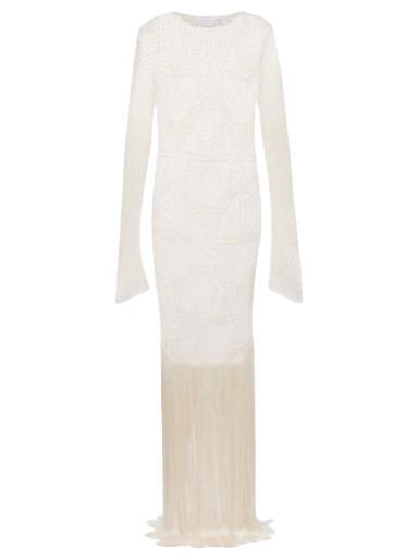 Stella McCartney Fringed Crochet Maxi Dress - White