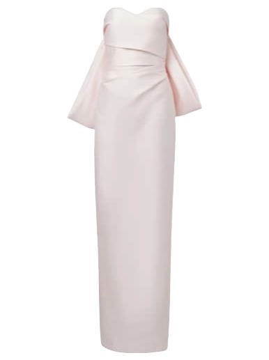 Monique Lhuillier Satin Gown With Bow Detail - White