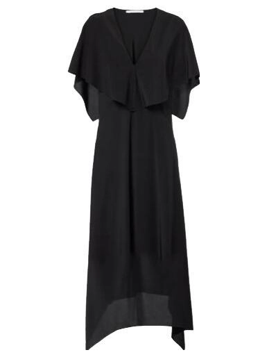 Stella McCartney Silk Maxi Dress With Cape Effect - Black