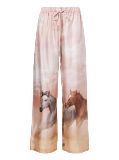 Attico Printed Silk Twill Palazzo Pants - Pink