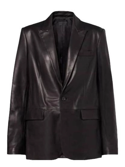 NILI LOTAN Leather Blazer - Black