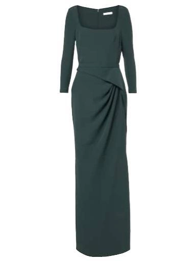SAFIYAA LONDON Mahir Draped Crepe Gown - Green