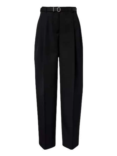 JIL SANDER Wool Wide-leg Pleated Pants With Detachable Belt - Black