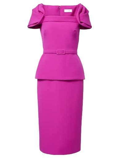 SAFIYAA LONDON Belted Peplum Midi Dress - Pink