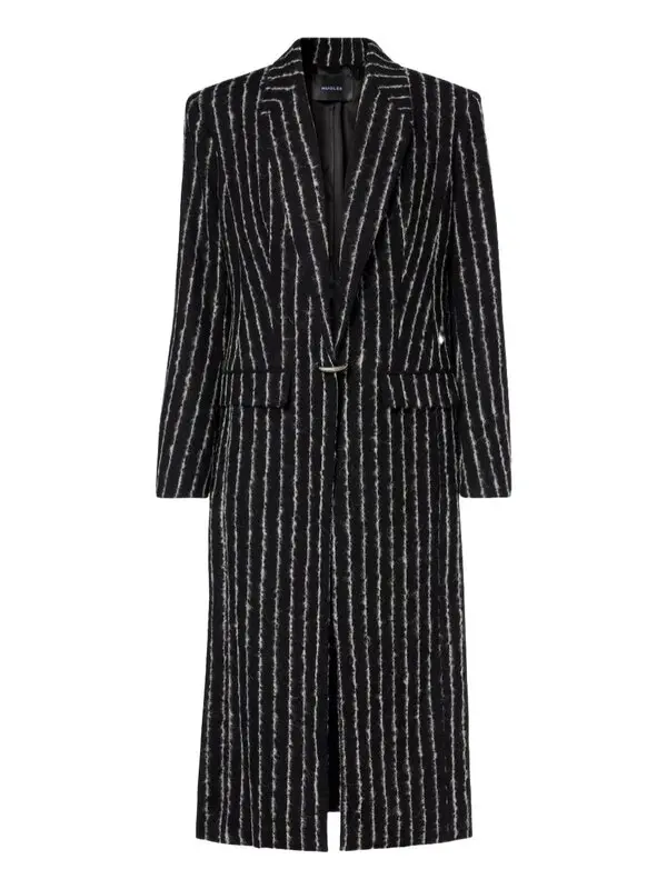 MUGLER Fine Striped Long-sleeve Coat - Black