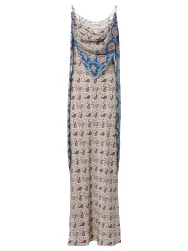 Rabanne Paisley Scarf Detail Satin Slip Dress - Nude