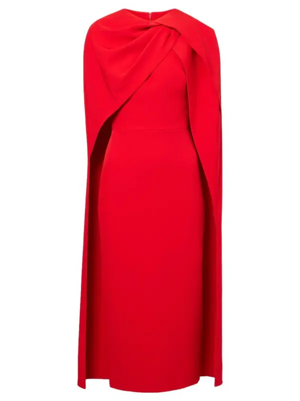 SAFIYAA LONDON Cape Detail Midi Dress - Red