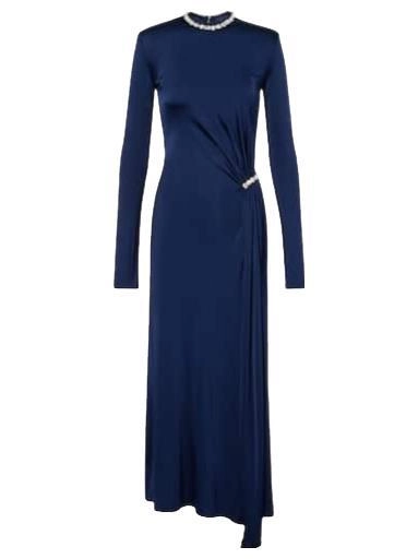 David Koma Crystal-embellished Gathered Midi Dress - Blue