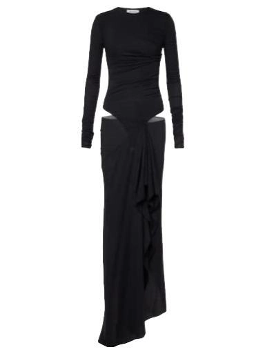 Attico Draped Cutout Maxi Dress - Black