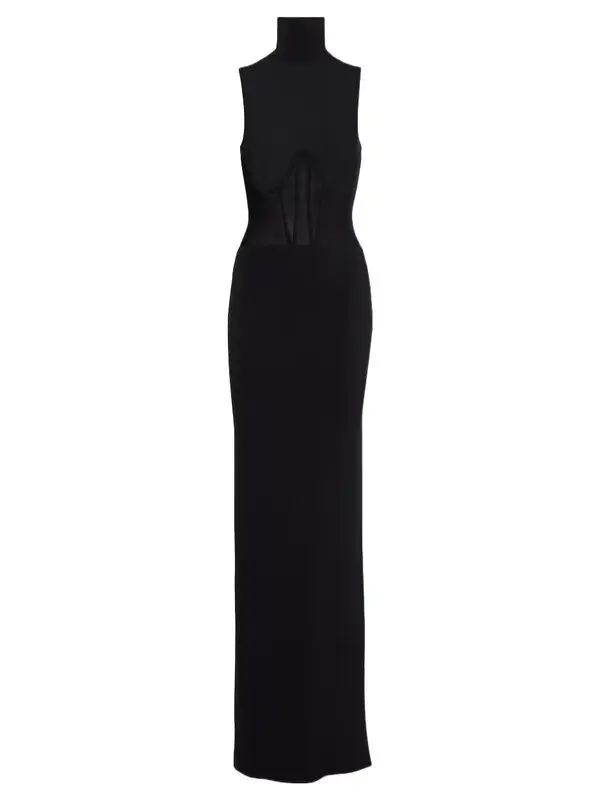 NENSI DOJAKA Gwyneth Knitted Corset Maxi Dress - Black
