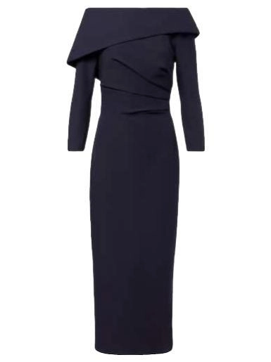 SAFIYAA LONDON Off-shoulder Crêpe Midi Dress - Black