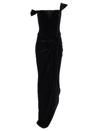 Alex Perry Asymmetrical Velvet Bustier Gown - Black