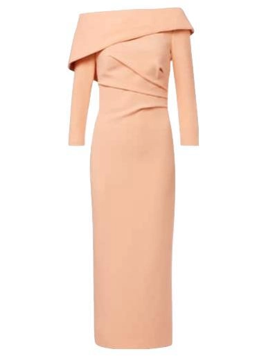 SAFIYAA LONDON Off-the-shoulder Midi Dress - Nude