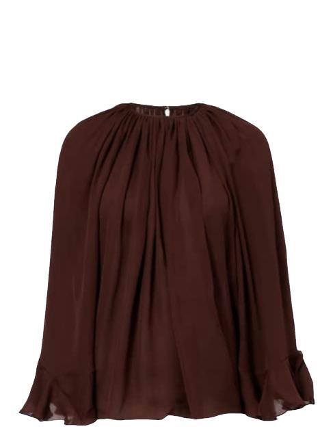 Johanna Ortiz Silk Georgette Ruffled Blouse - Brown