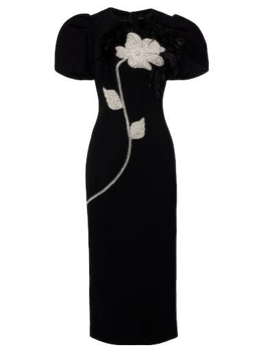 Rebecca Vallance Embellished Floral Crepe Dress - Black