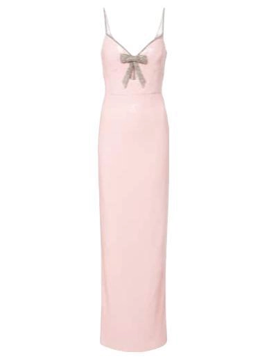 Rebecca Vallance Lena Sequined Gown With Embellished Bow Detail And Back Slit - Pink