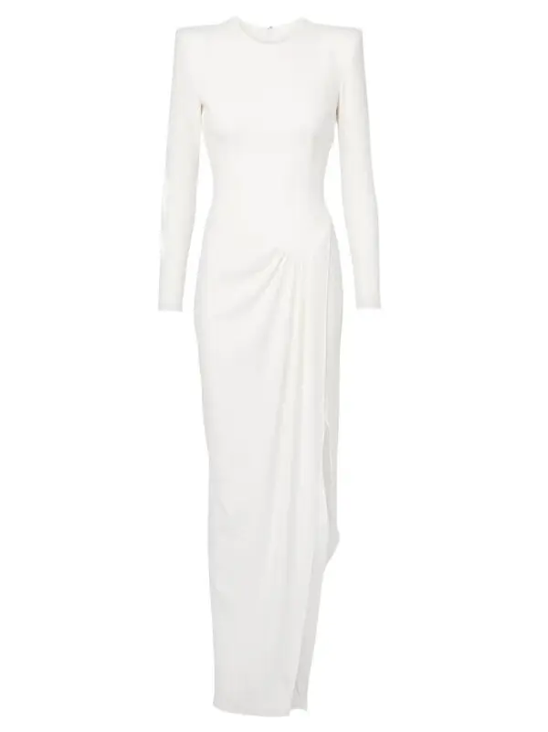 Alex Perry Asymmetric Draped Crepe Gown - White