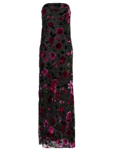 RODARTE Velvet Devoré Gown With Floral Embellishments - Black