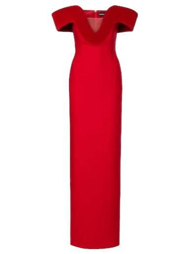 David Koma Velvet-trimmed Off-shoulder Wool-blend Gown - Red