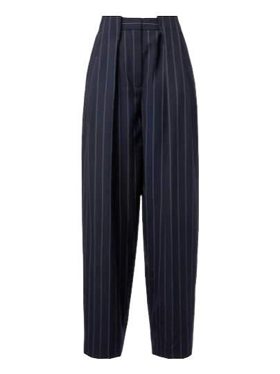 Stella McCartney Pinstriped Wool Tapered Pants - Black